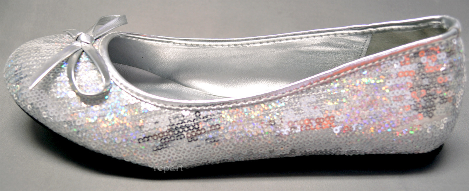 New women's shoes ballet flat balleraina sequins bow round toe silver ...