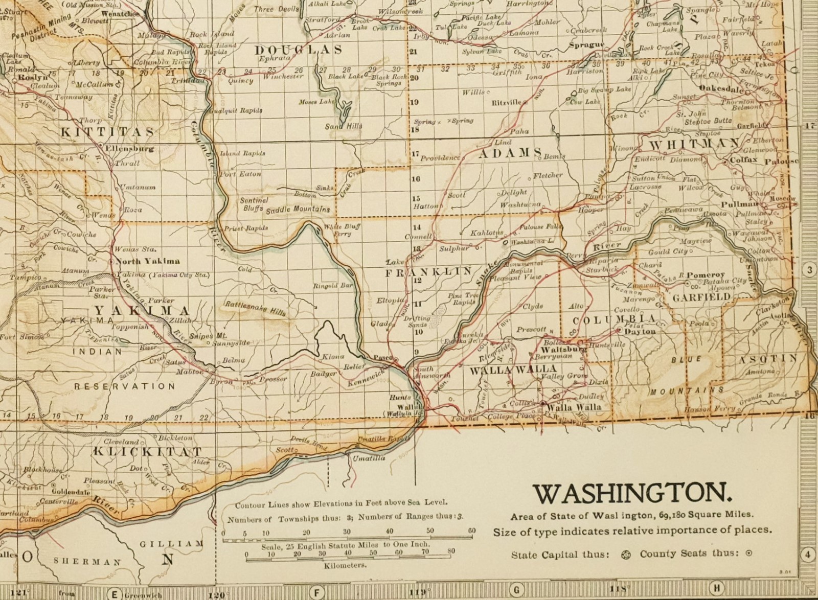 1903 ANTIQUE MAP WASHINGTON JEFFERSON COLVILLE INDIAN RESERVATION | eBay