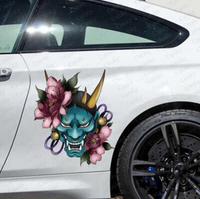 Traditional Mask Car Decal Set, 58cm x 70cm - Cultural Demon Vinyl ...