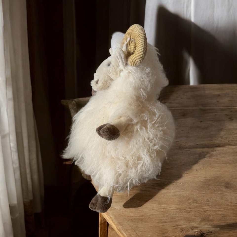 Folkmanis Fluffy Ram Big Horn Sheep Full Body Hand Puppet Animal Plush ...