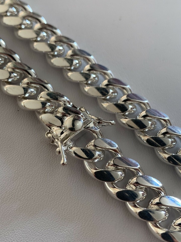 Real Miami Cuban Link Chain Or Bracelet Solid 925 Sterling Silver Box ...