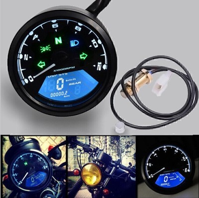 12000RPM KMH MPH Motorcycle 90mm LCD Digital Tachometer Speedometer ...