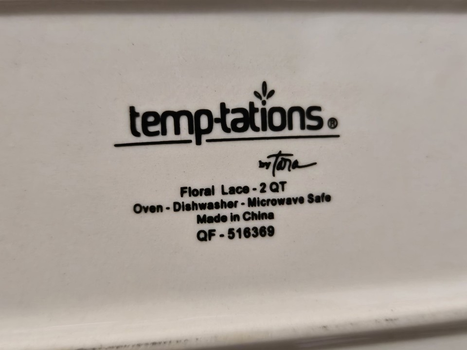 3 Temptations Red Floral Lace 1qt/2qt/3qt Handled Rectangular Baking ...