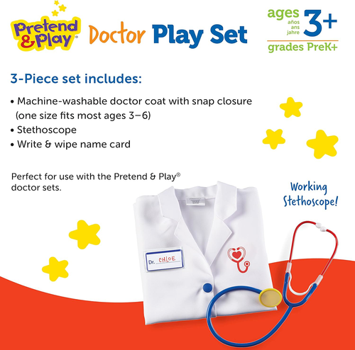 Learning Resources Doctor Play Set - 3 Pieces, Ages 3+ Doctor Kit for ...