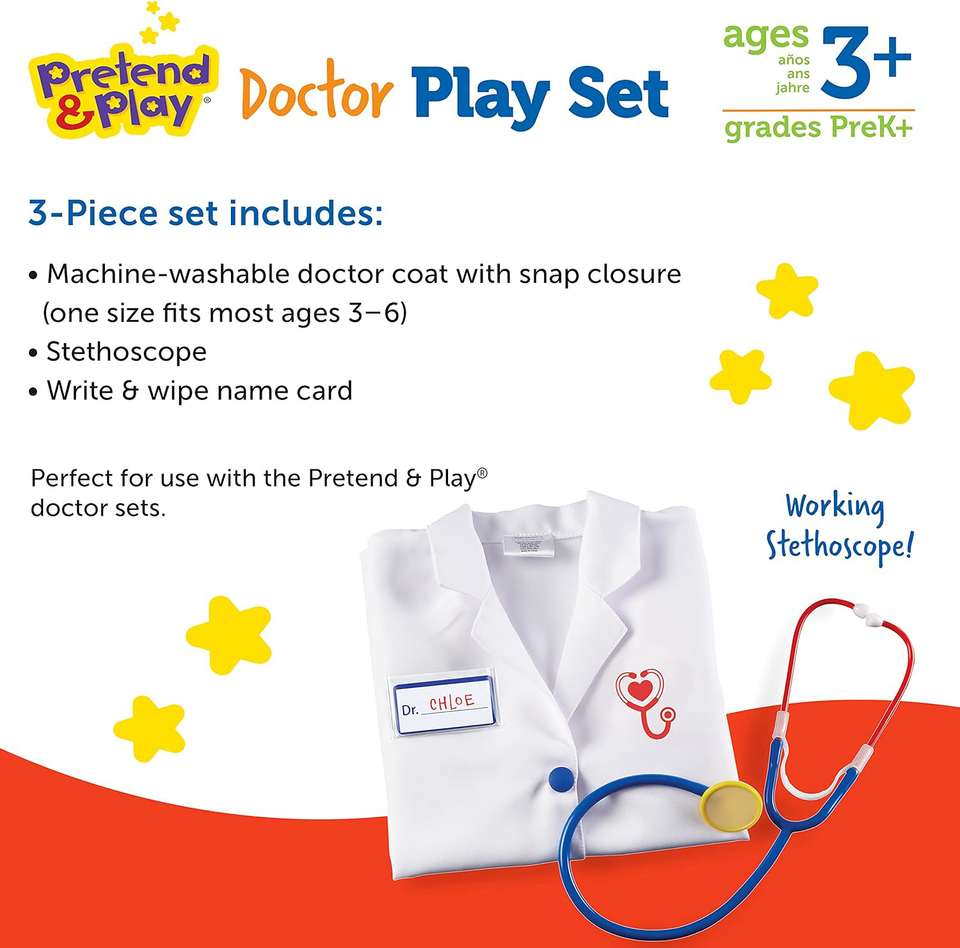 Learning Resources Doctor Play Set - 3 Pieces, Ages 3+ Doctor Kit for ...