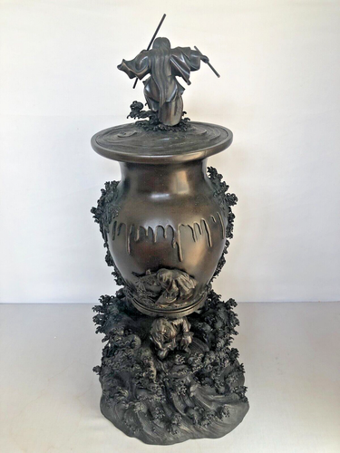 Important Antique Japanese Patinated Bronze Signed Vase Meiji Period ...