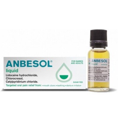 Anbesol Liquid for Mouth Ulcer Relief - 10ml -Teething /Denture ...