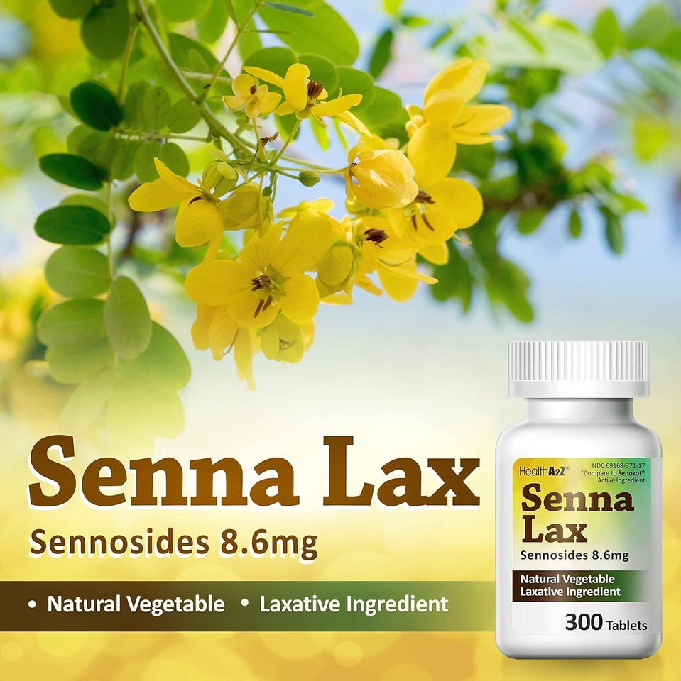 HealthA2Z® Senna Laxative | 300 Count | Sennosides 8.6mg | Natural ...