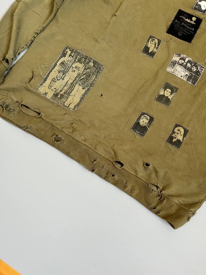 AW01 Raf Simons ‘Riot! Riot! Riot!’ Olive Green Patchwork Crewneck Size ...