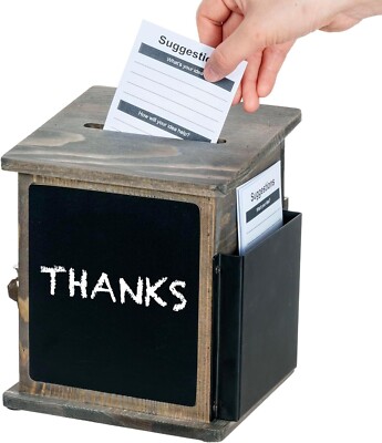 Wall Mountable Gray Wood Suggestion Box, Comment Collection Box w/ Keys ...