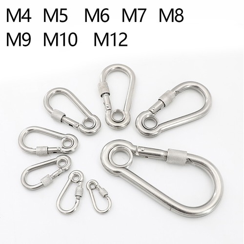 M4 - M12 Eye Locking Carabiner Clip Large Or Small Snap Hooks Clips ...
