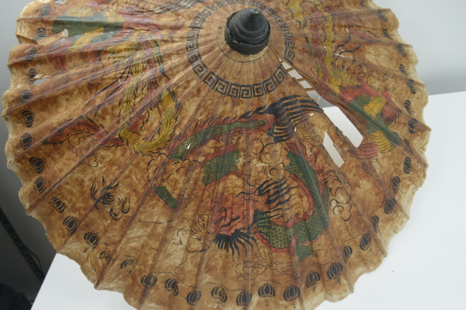Vintage Chinese Handcrafted Parasol ~Bamboo & Rice Pa… - Gem