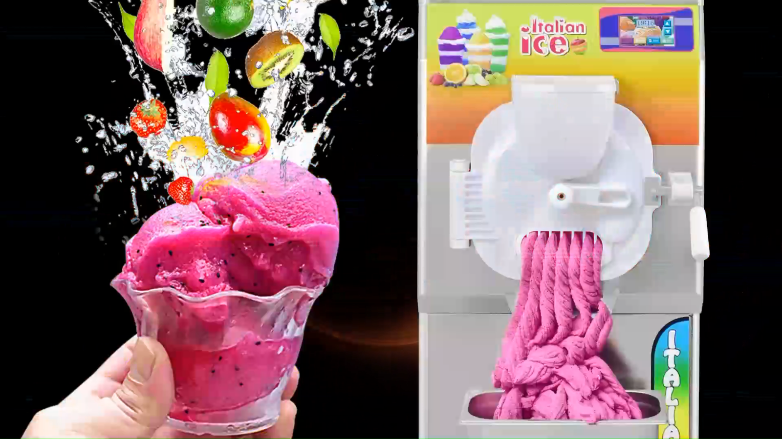Italian Ice Machine Gelato Ice Cream Maker Fresh Fruits Water Ice ...