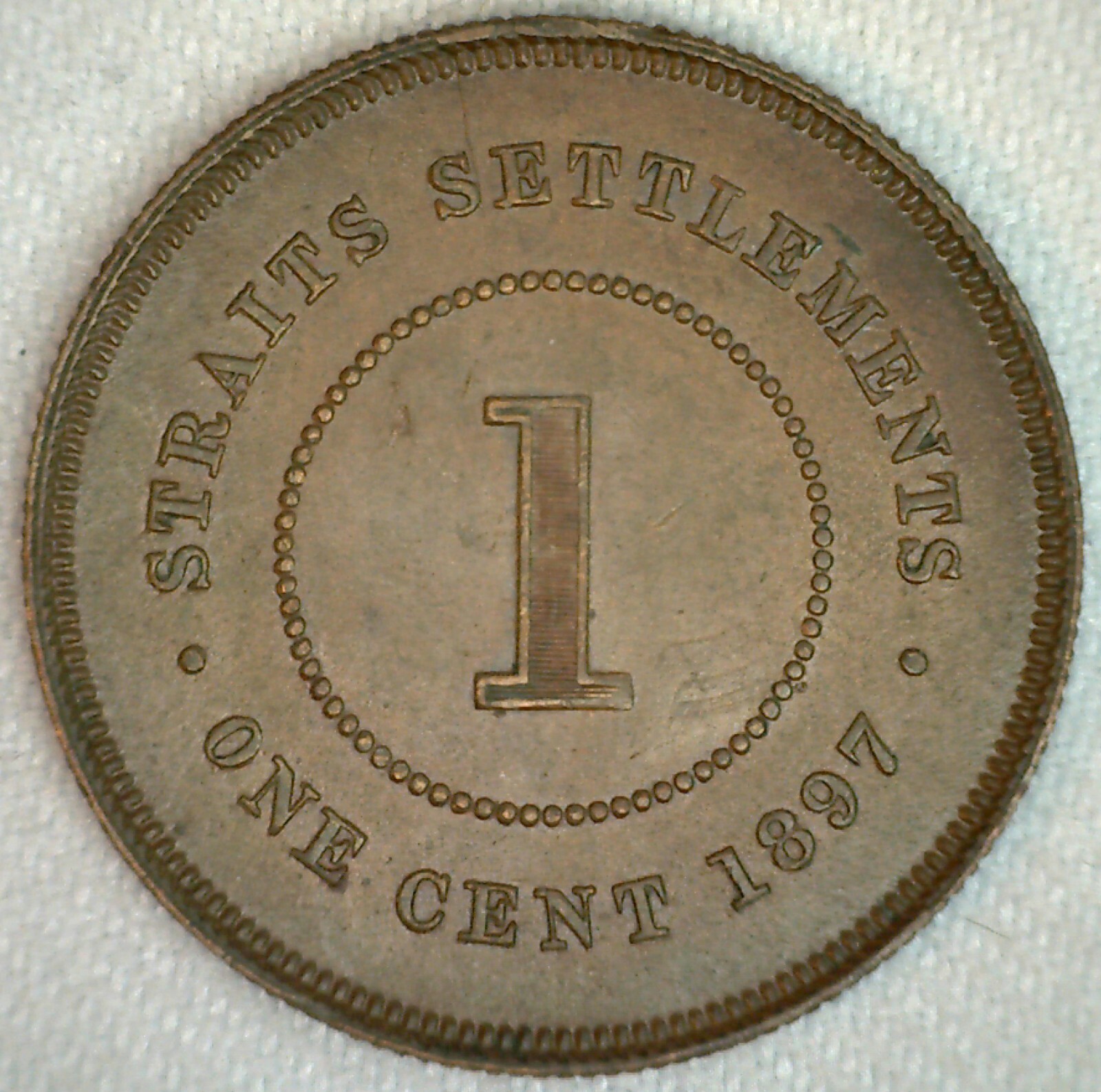 1897 Straits Settlements One Cent Bronze Coin 1c Victoria Straits ...