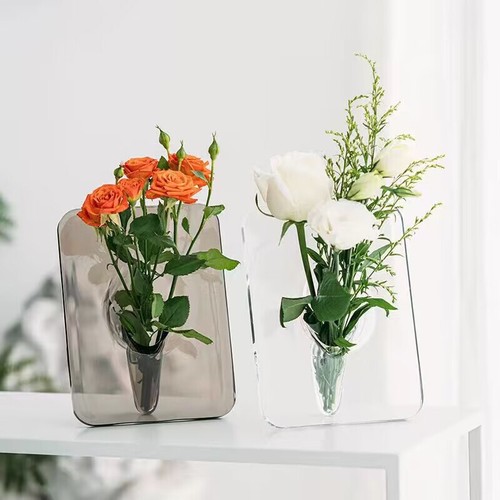 Acrylic Photo Frame Vase Art Floral Flower Vase Desktop Plant Holder ...