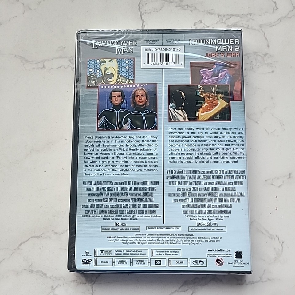 Lawnmower Man 1 & 2 Jobe's War NEW Sealed DVD Pierce Brosnan, Sci-fi ...