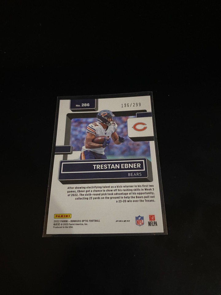 Trestan Ebner 2022 Donruss Optic Aqua Prizm /299 RC Bears 286 PWE | eBay