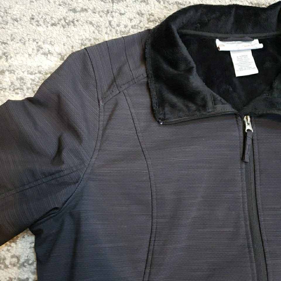 Free Country Midweight Fleece Lined Full Zip Jacket Black Coat Women XL ...
