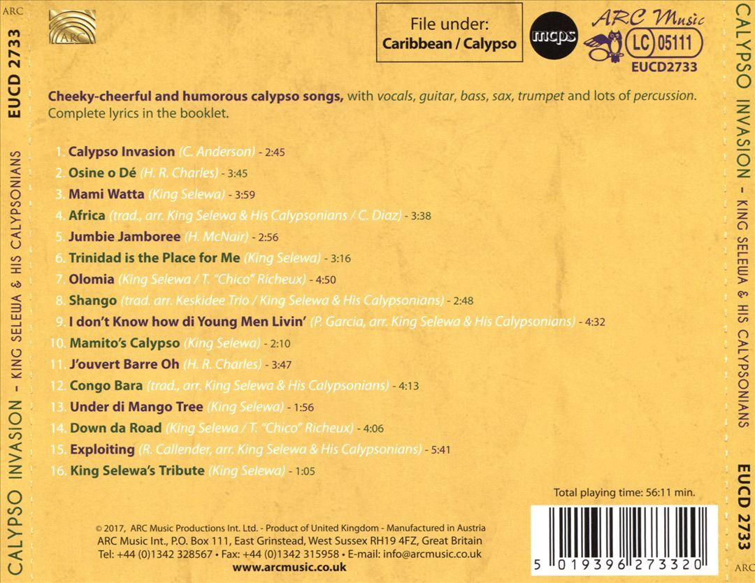 KING SELEWA & HIS CALYPSONIANS CALYPSO INVASION NEW CD 5019396273320| eBay