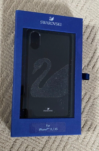 SWAROVSKI BLACK PHONE COVER WITH SPARKLY SWAN DESIGN for I PHONE X / XS ...