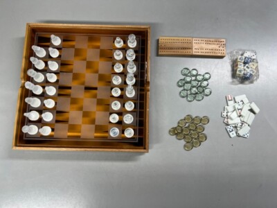 Glass & Wood Multi Game Set - Chess Backgammon Dominoes - Read ...