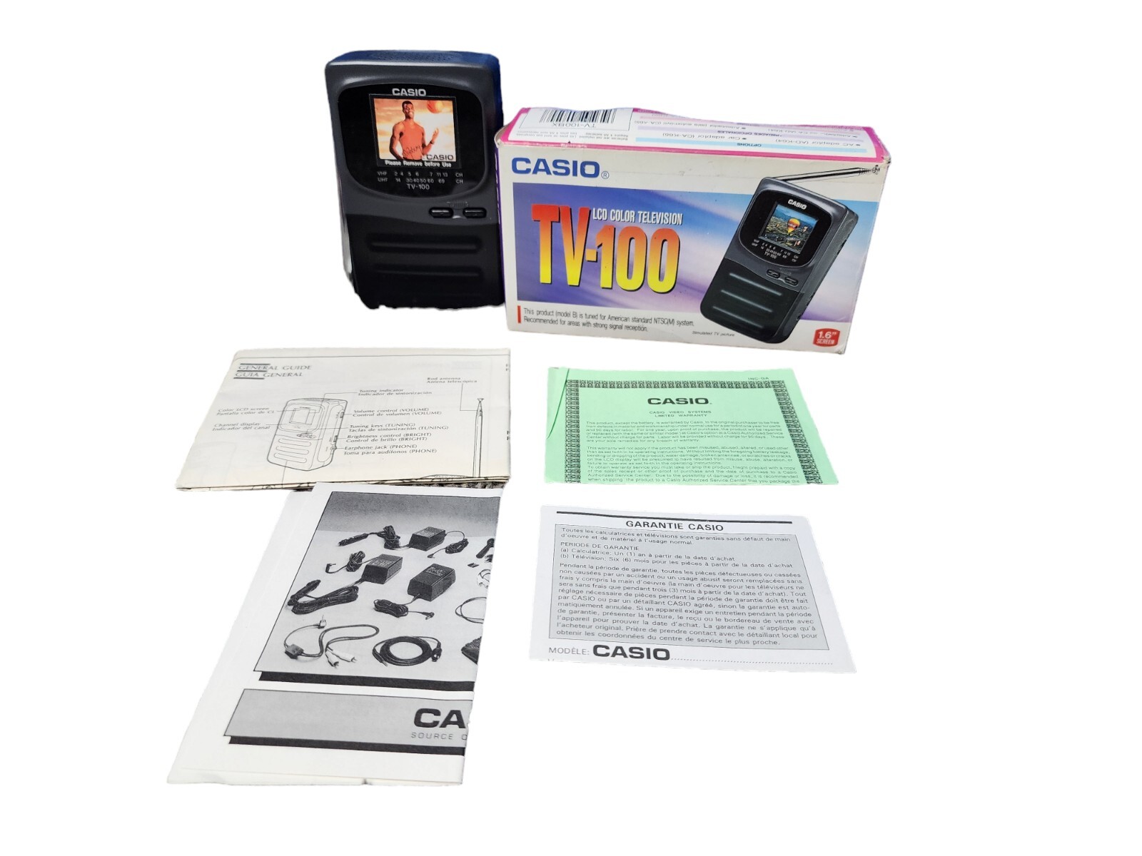 2x Vintage Casio Color LCD Tv-100b Portable Analog TV Vhf/uhf 1.6 Inch ...