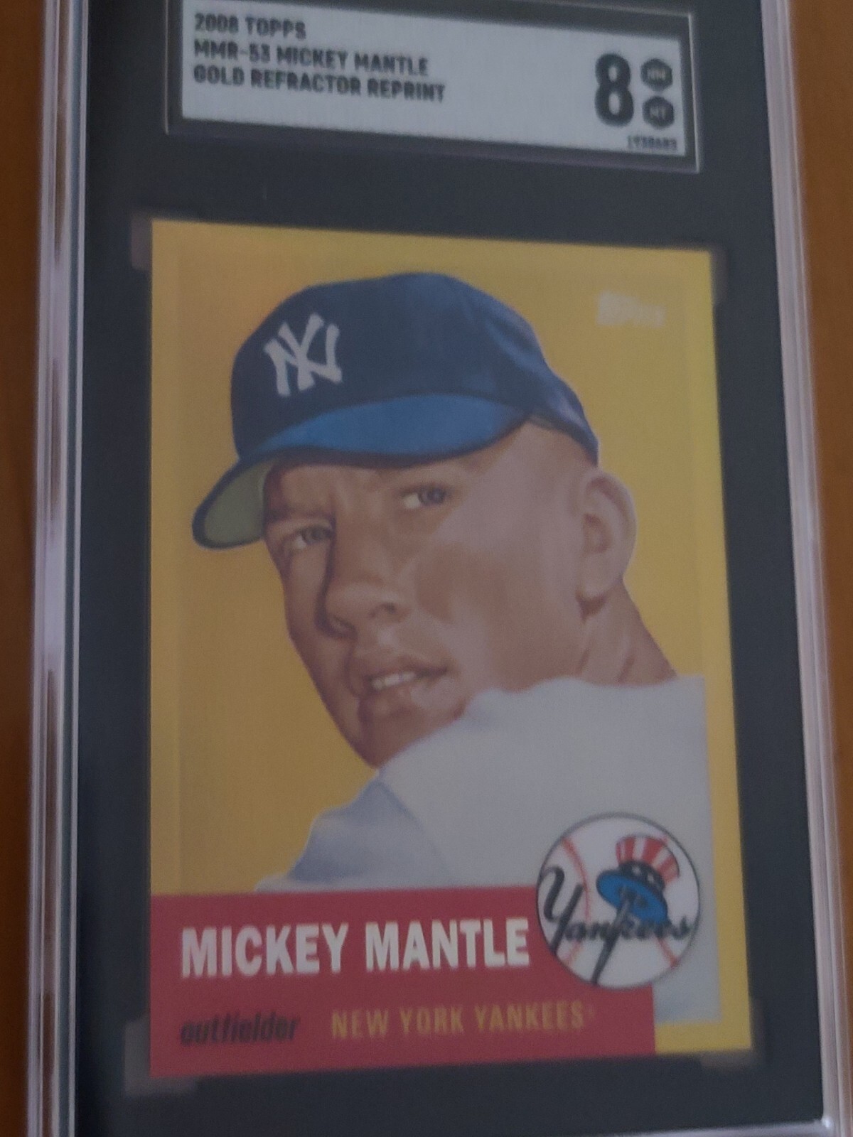 2008 TOPPS MICKEY MANTLE 1953 RP GOLD REFRACTOR, SGC-8 RARE MMR-53, HOF ...