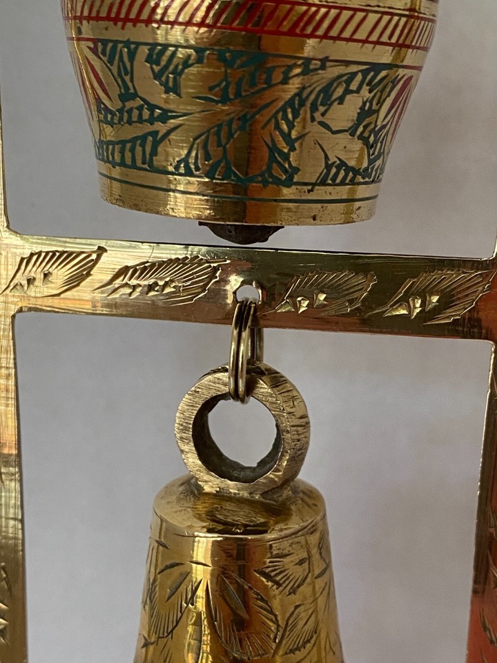 Extremely Rare Bells Of Sarna India Brass Bell Wind Chimes With 4 Bells ...