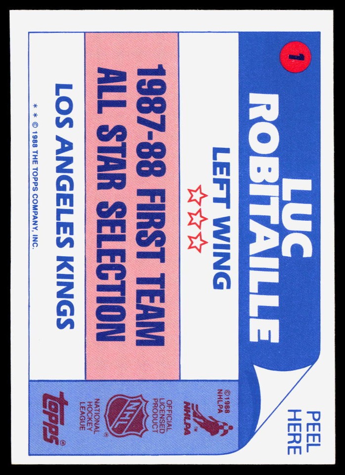 Luc Robitaille 1988-89 Topps Stickers #1 Corners | eBay