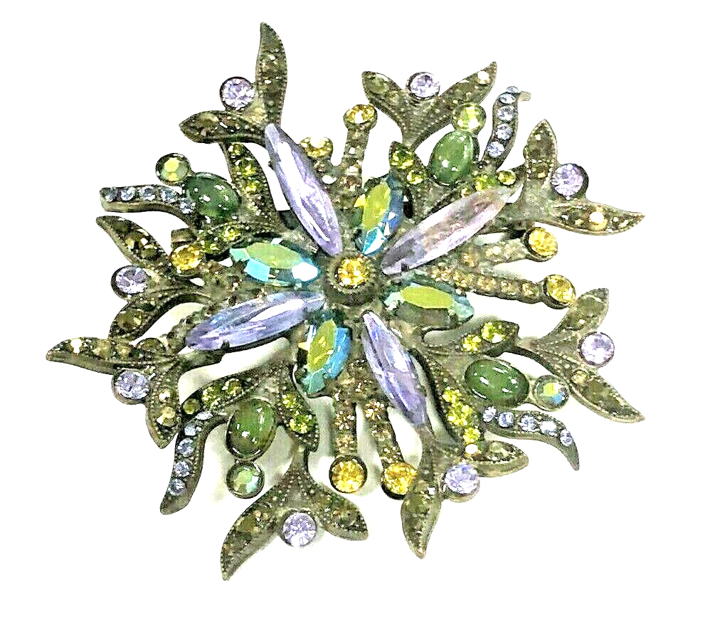 Estate Vintage Costume Signed SORRELLI Brooch Pin Pendant w Multi Color ...
