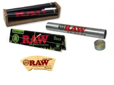 RAW Cone Rolling KIT KS Black Organic Hmp Papers/ Cone Roller/ Cone ...