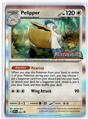 Pokemon TCG Pelipper (Prerelease) 022 Paldea Evolved Black Star Promo ...