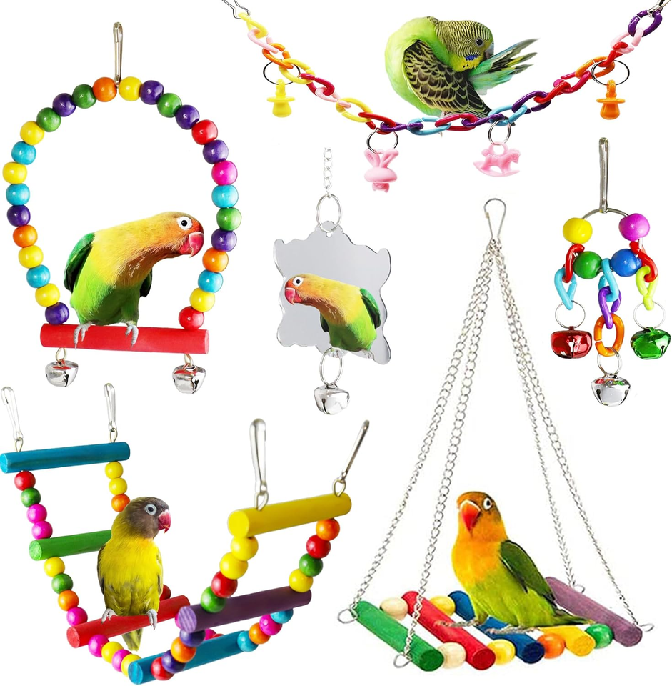 Bird Parakeet Cockatiel Toys, Birds Cage Accessories Swing Climbing ...