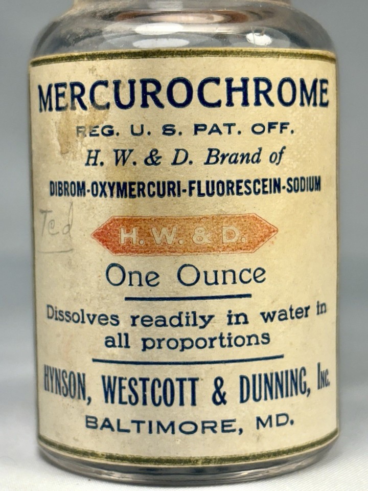 ANTIQUE 1920S PAPER LABEL MEDICINE MERCUROCHROME BALTIMORE MD HYNSON ...
