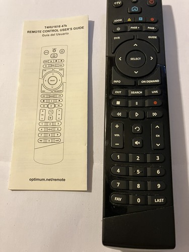 Used Optimum Cablevision TV Remote Control T4HU1616/47k Free Batteries ...