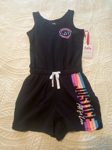 New Justice Romper Black With Pockets Glitter Size Small 7-8 | eBay