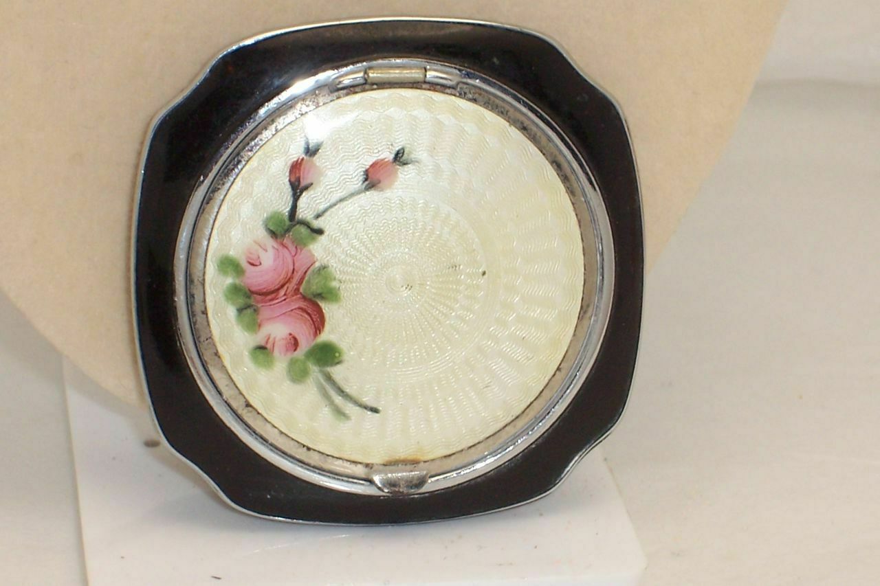 Art Deco Black Guilloche Enamel Evans Compact W/ Mayfair Rouge | eBay