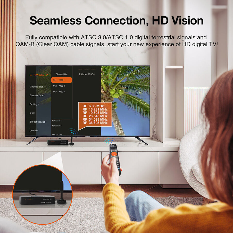GTMedia X1 Android Streaming Box ATSC 1.0/3.0 TV Tuner FTA Channel DVR ...