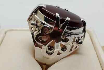 Natural Mens Yemeni Agate Handmade Ring with Sterling Silver 925, Nigel ...