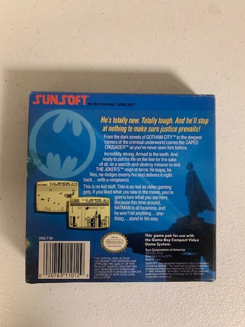 Batman The Video Game Nintendo Gameboy Complete CIB Box Manual Cart ...