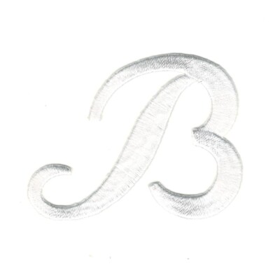 White Script Letter B Patch Embroidered Cut out Iron on Sew on (2" in ...