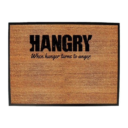 Hangry Hungry Food Angry - Shed Bar Man Cave Novelty Funny Door Mat ...