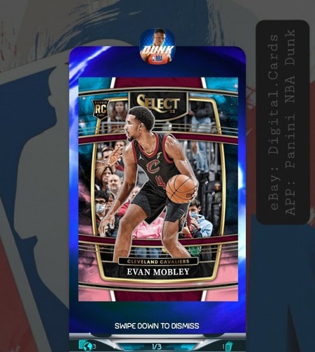 💫 2021 EVAN MOBLEY RC 1/3 💫 SELECT FOTL Neb. Digital Card Panini NBA ...