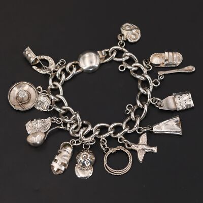 VTG Sterling Silver - MEXICO Sombrero Lasso Dove 6" Loaded Charm ...