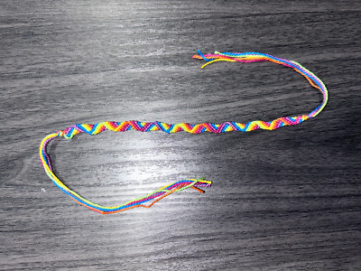 Hand Made Friendship Bracelet String Hand Woven Patterned Rainbow | eBay