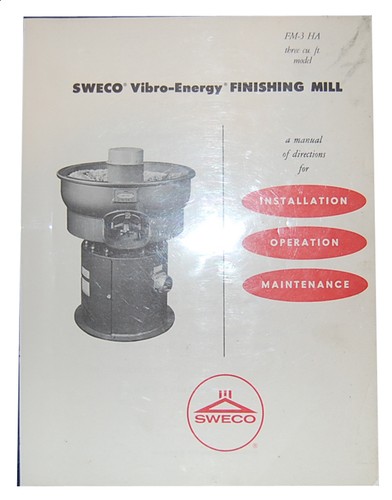 Sweco FM-3 HA Vibrator Finishing Mill, Operators Manual | eBay