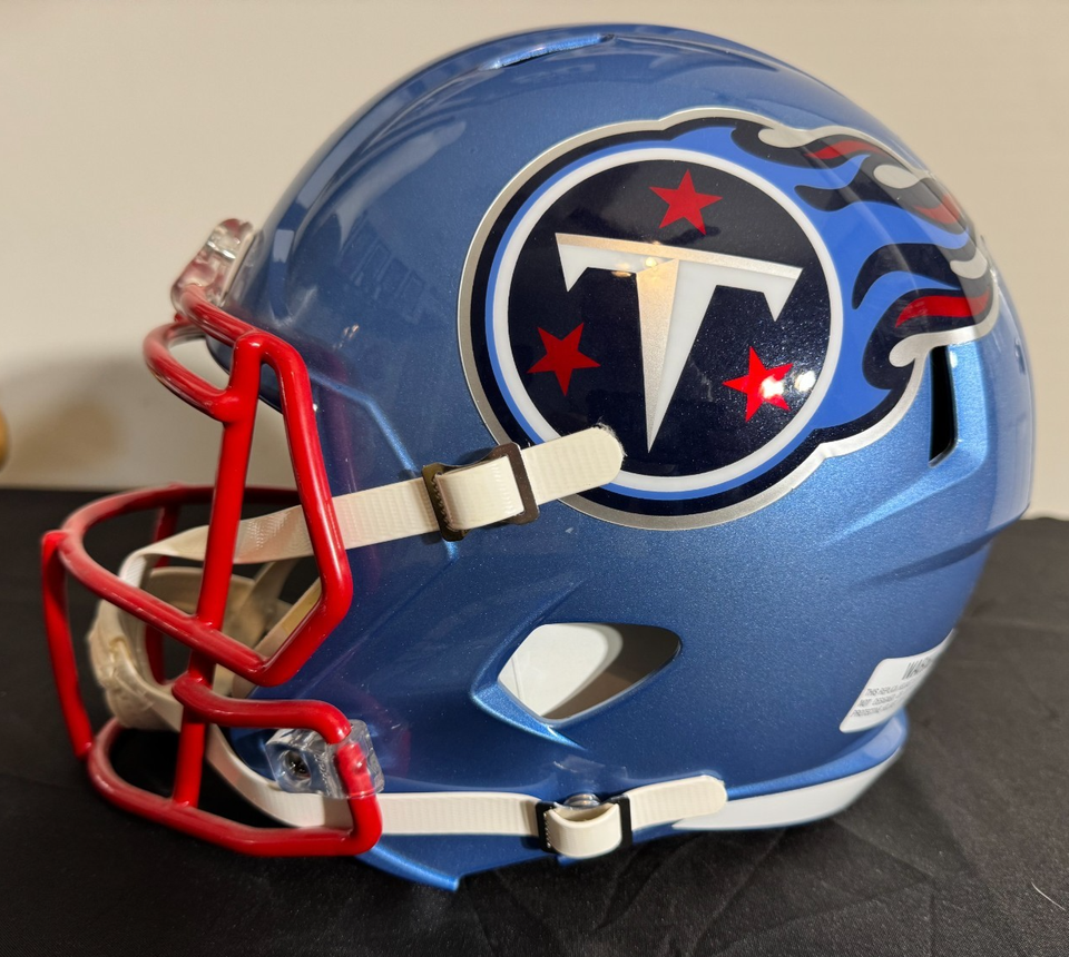 Tennessee Titans Blue Metallic Replica Helmet JSA, Lendale White, Chris ...
