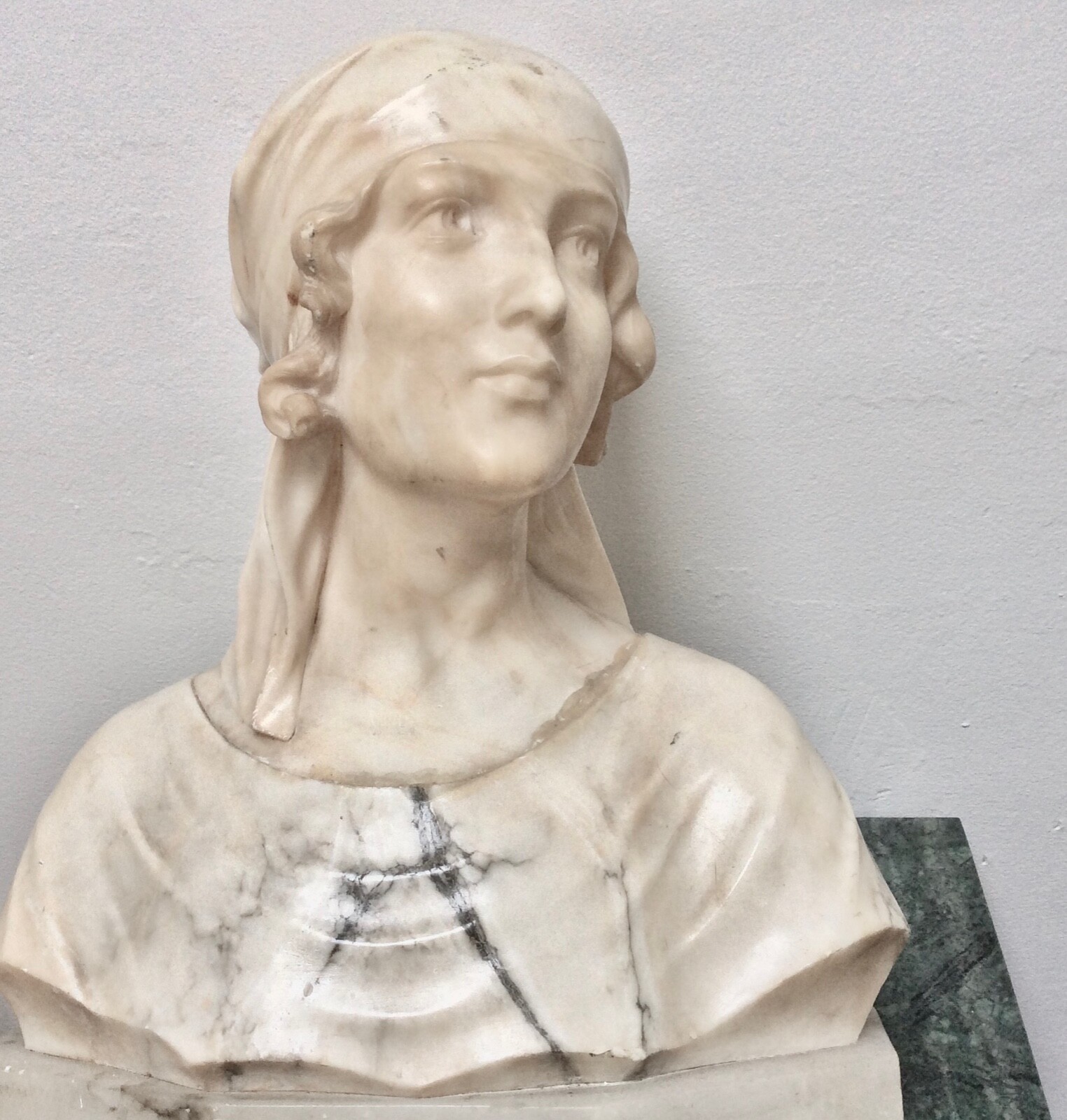 Large Antique Marble Alabaster Bust of Young Woman Lady Italy19th ...