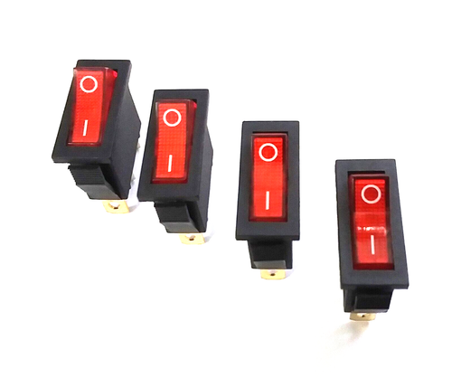 4 BBT 12 VDC Lighted Bright Red on/off Snap-In Rocker Switches | eBay