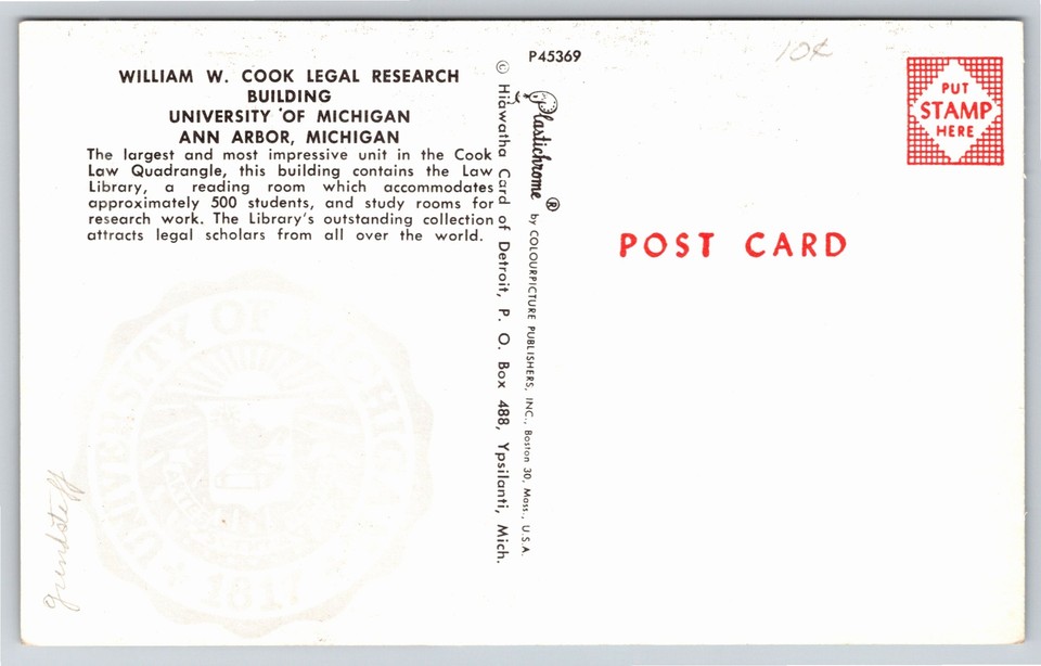 Ann Arbor Michigan~William Cook Legal Research Bldg @ University ...